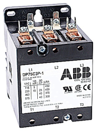 ABB, DP75C3P-F, 3 Pole, 75 Amps, 24VAC Coil, Definite Purpose Contactor ...