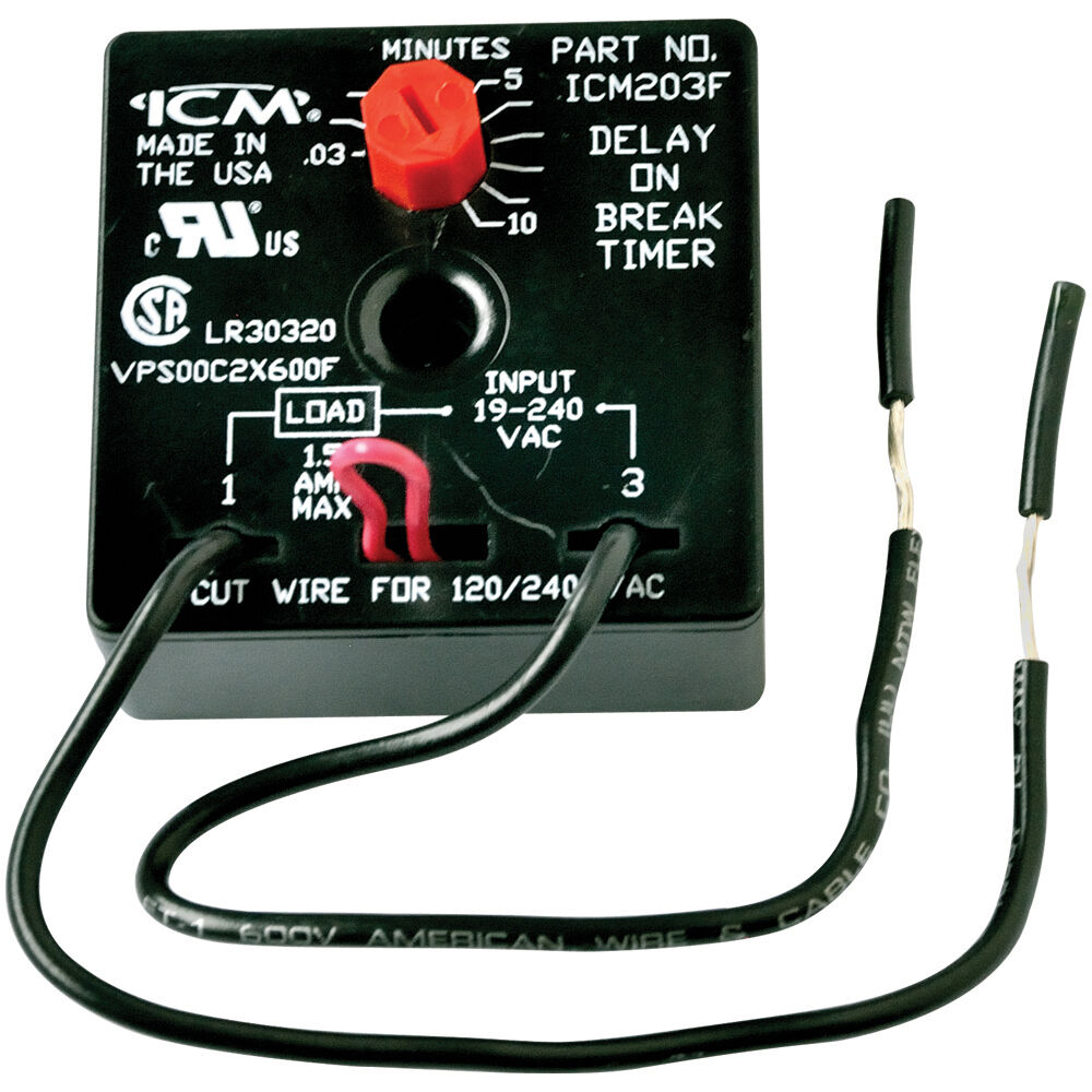 ICM Controls ICM203F Delay on Break Timer with .03-10 Minute Adjustable ...